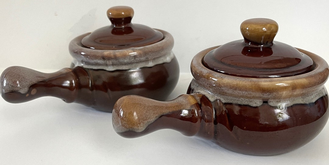 Set of 2 Clay Pots With Handles and Lids Handmade Clay Bowls Made in ...