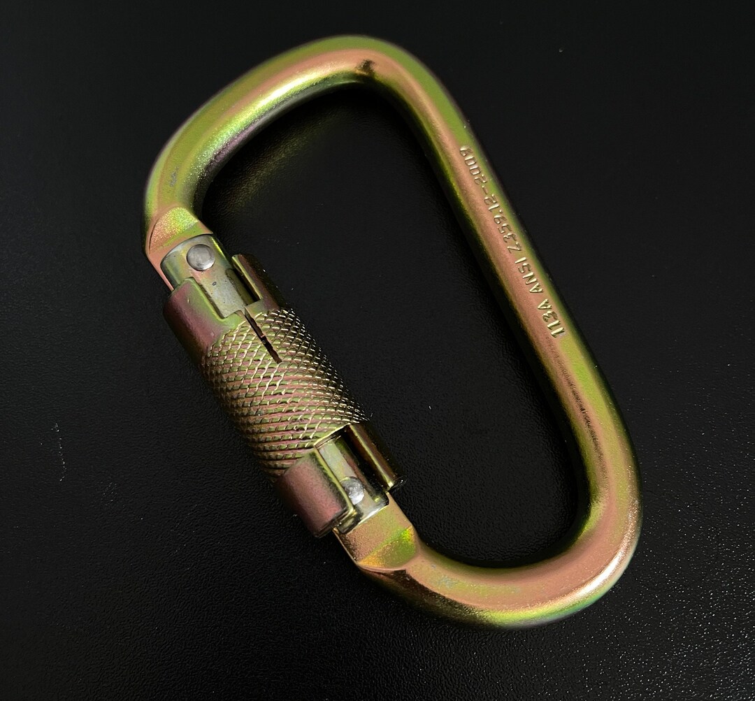Steel Twist Lock Gold Carabiner 113A ANSI K CSA Z259 Standard Steel ...