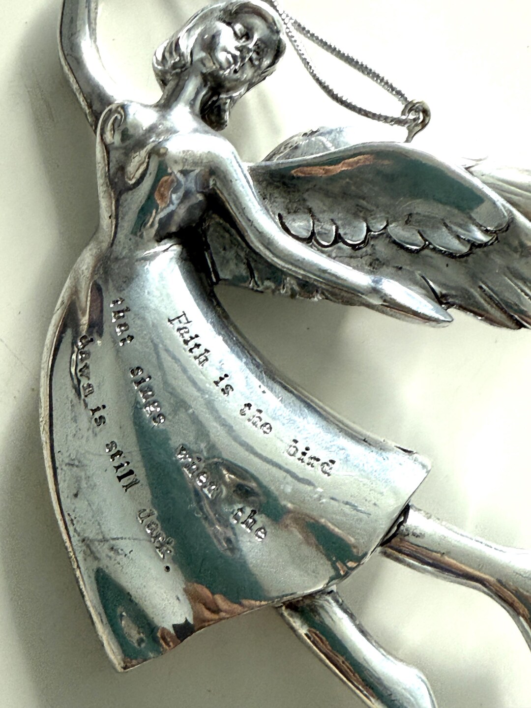 Silver Tone Metal Angel Flying Angel Vintage Pewter Metal Angel ...