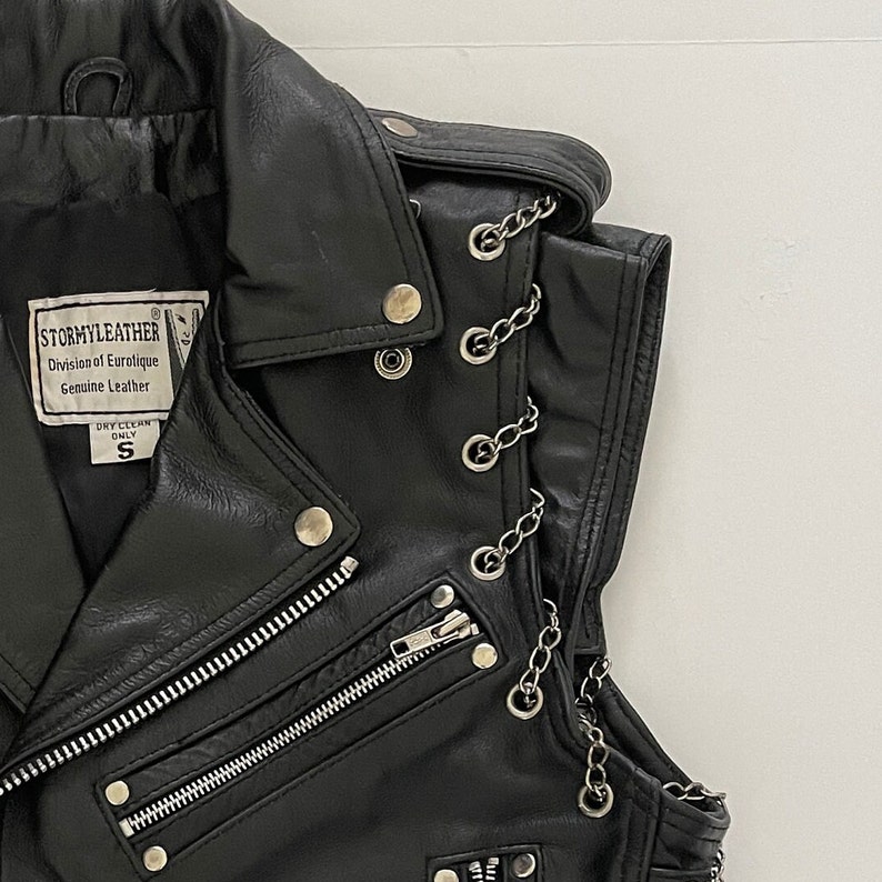 STORMYLEATHER Men's Vest Black Genuine Leather Vest Motorcycle Jacket ...