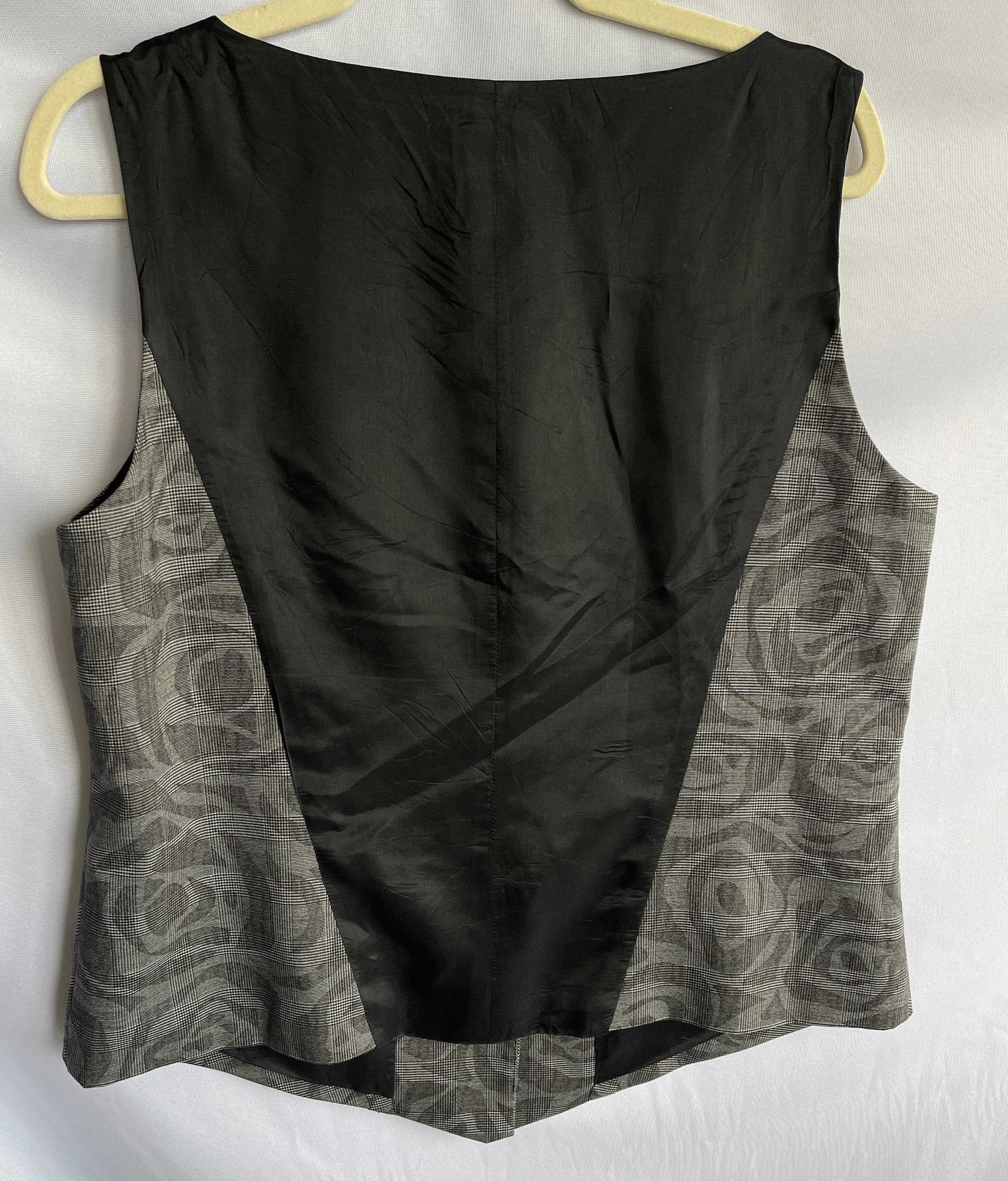 CHICO'S Women's Gray Suit Vest Floral Paisley Print Sleeveless Button ...