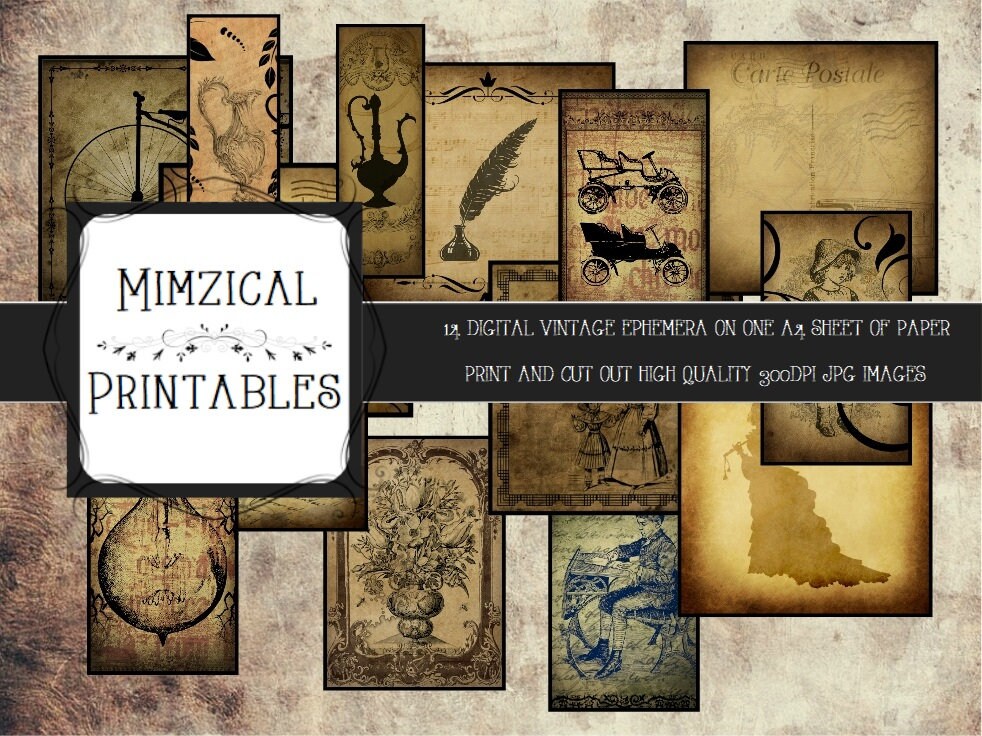 Digital Vintage Ephemera Printable Bundle. - Etsy