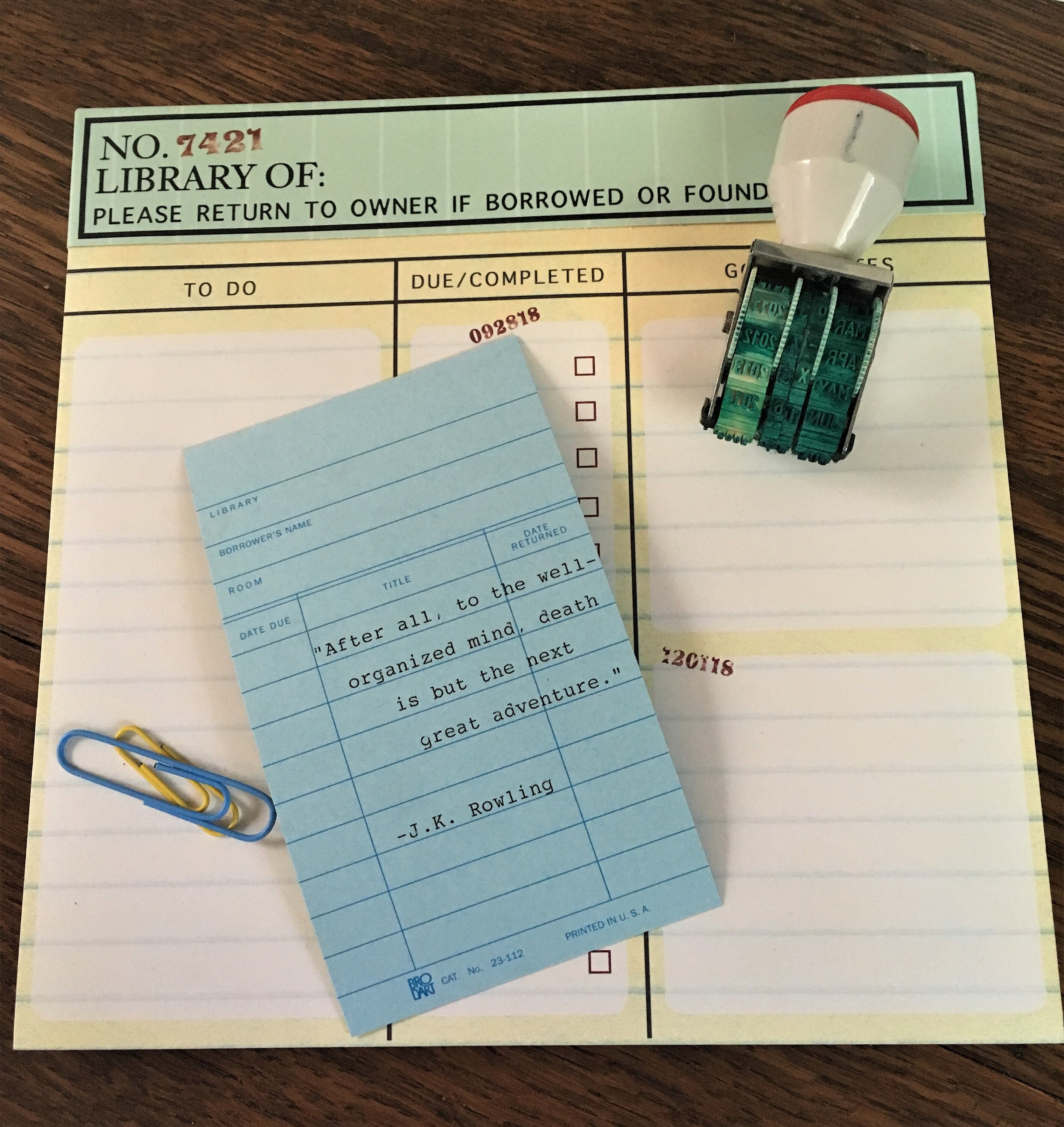 Literary Quote on Vintage Library Borrower's Card | Etsy