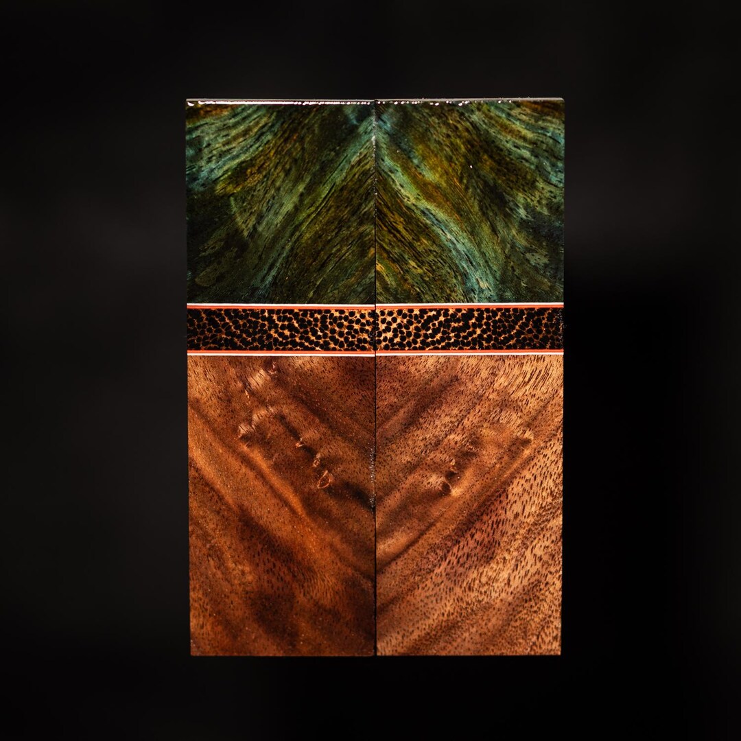 Cheese Burl, Red Palm, and Figured Walnut Combination Knife Scales - S ...