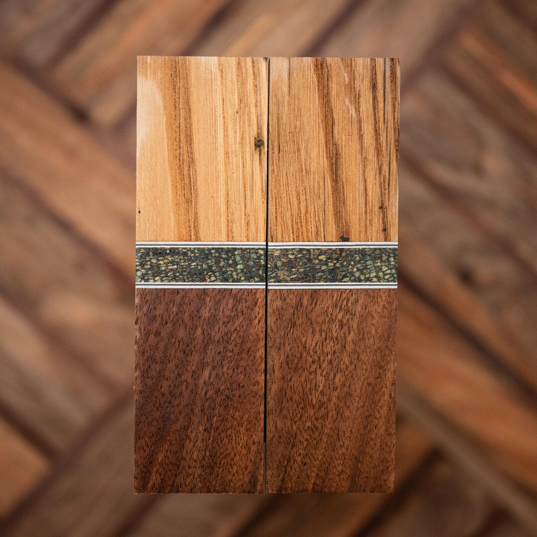 American Chestnut Lined Scales Segmented Knife Scales Spalted Guava S ...