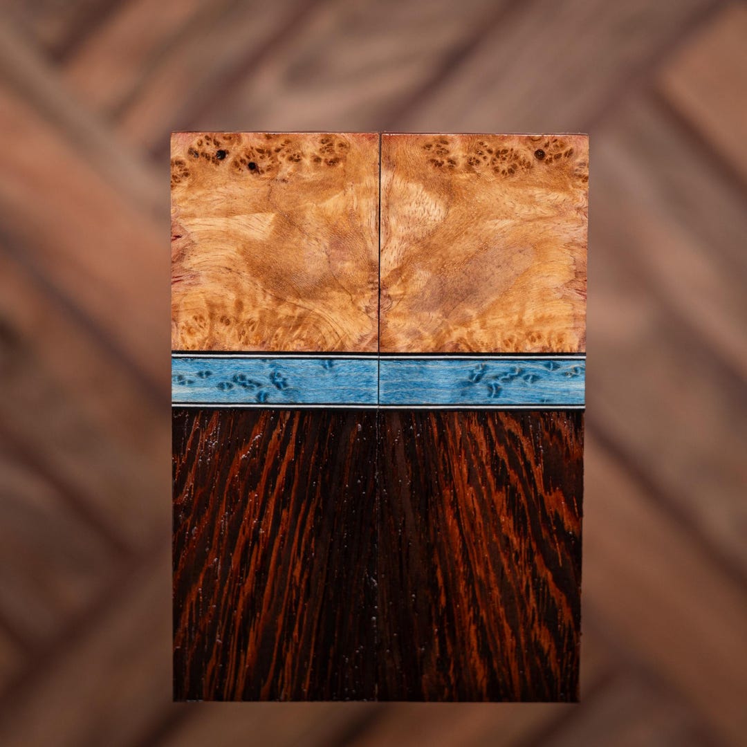 Amboyna Burl, Birdseye Maple, and Wenge Segmented Knife Scales - S-46 ...
