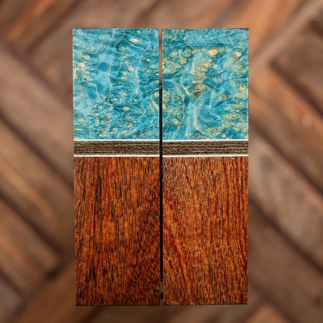Maple Burl, Micarta, and African Mahogany Knife Scales - Segmented ...