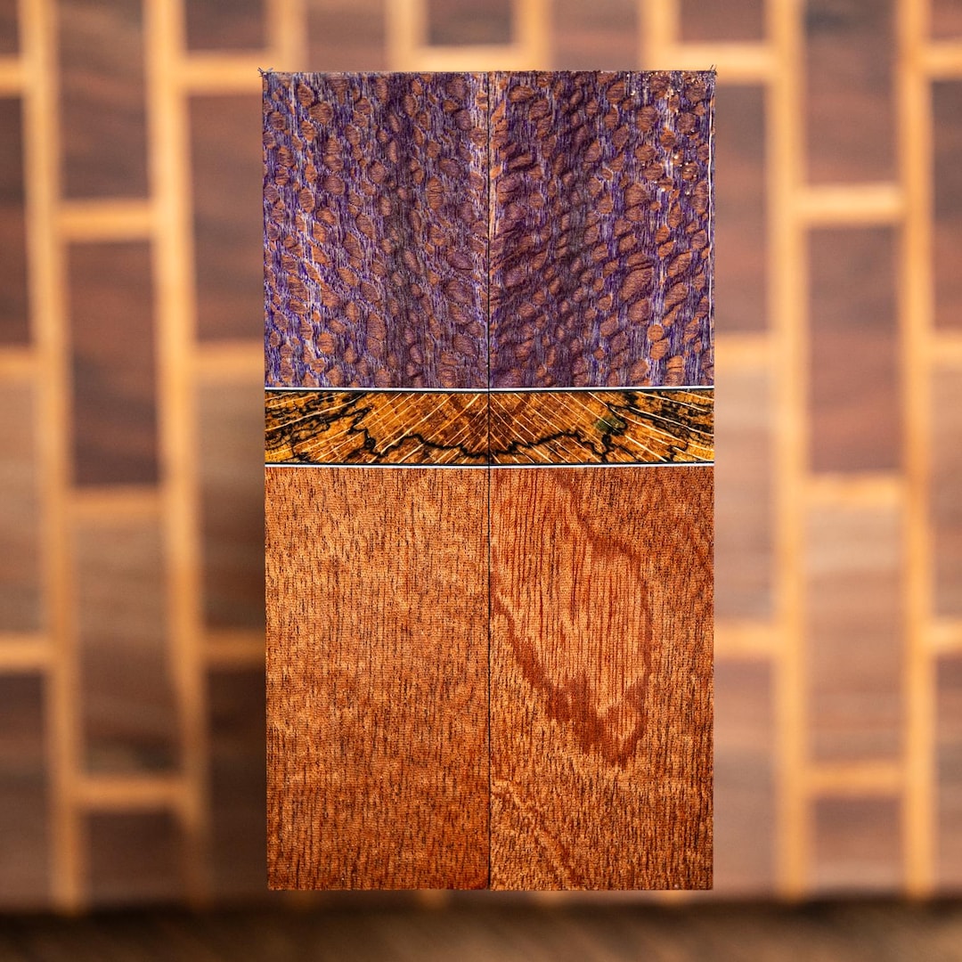 Quarter Sawn Sycamore, Spalted Oak, and African Mahogany Knife Scales ...
