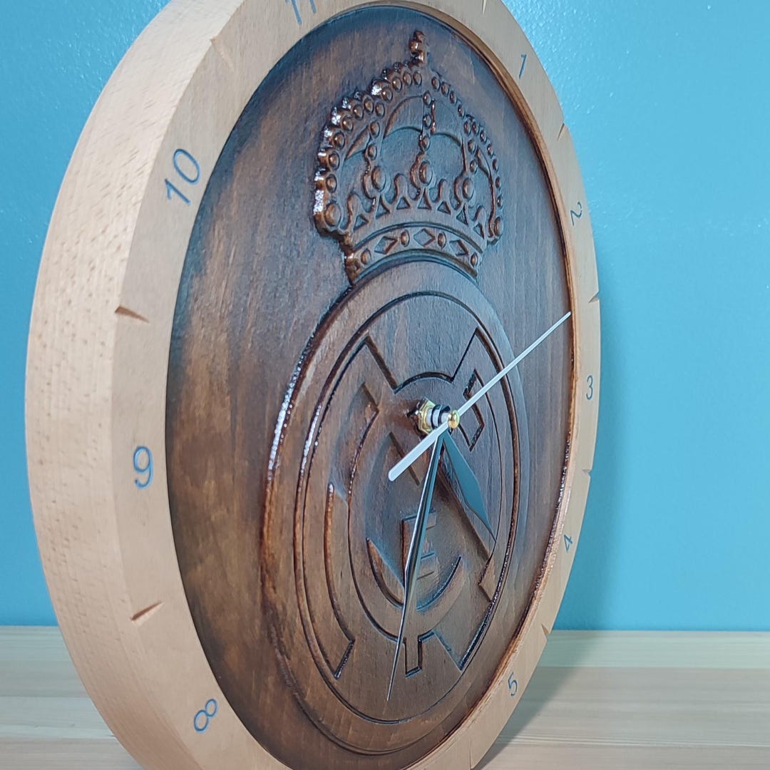 Wall Clock Football Club Sports 3D Solid Beech Wood Gift | Wall Clock ...