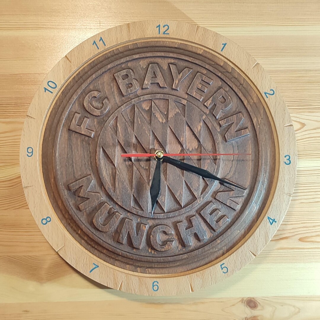 Wooden Wall Clock, Football Club Sports, 3D, Solid Beech Wood, Gift ...
