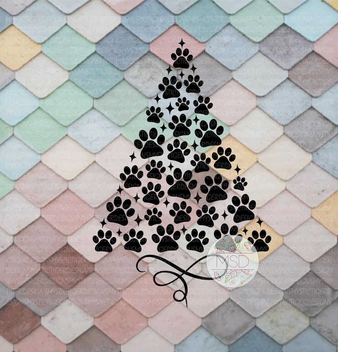 Paw Print Christmas Tree SVG Cutting File, Cricut, Silhouette Vinyl ...