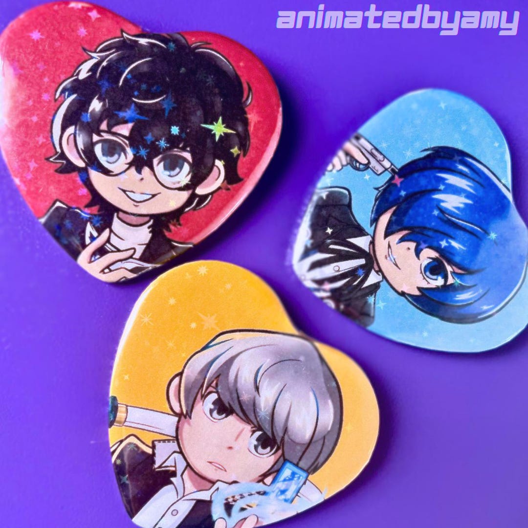 Persona Protag Heart Button Pins Narukami, Makoto, Amamiya - Etsy