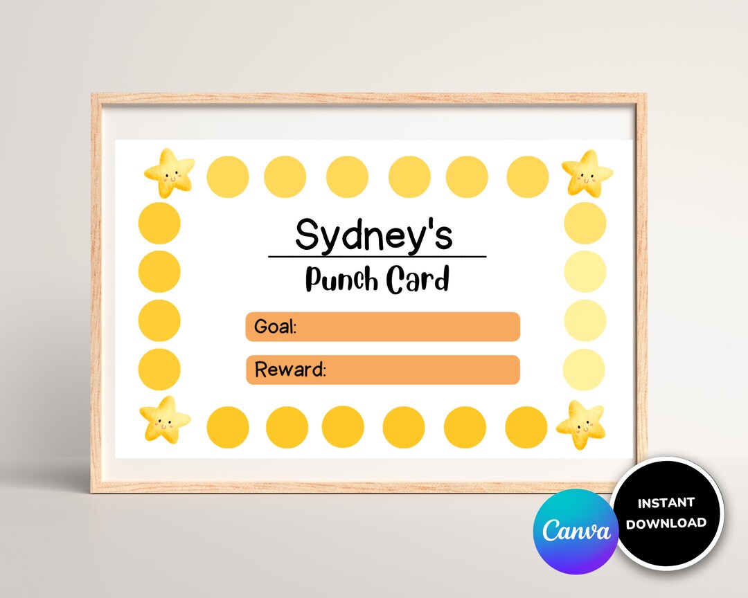 STAR Printable Punch Card | Editable Chore Chart | Sticker Chart ...