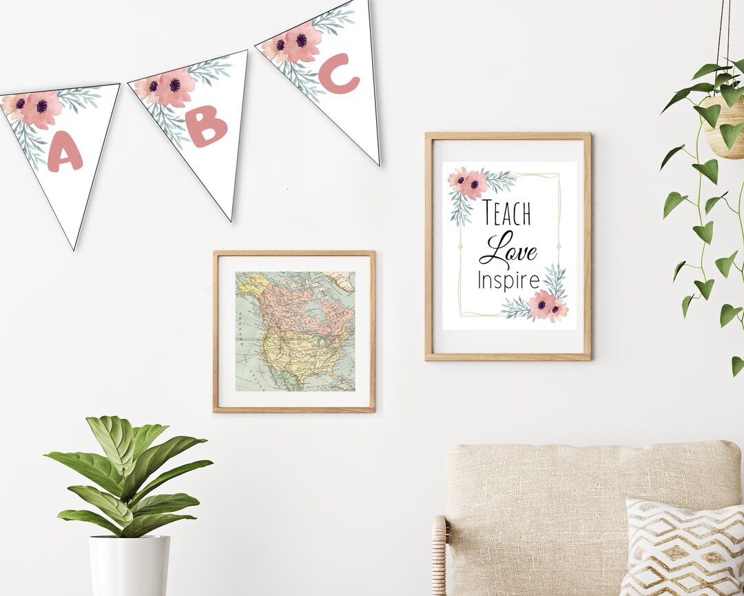 Floral Teacher Classroom Decor Set | Homeschool Decor | Classroom Sign ...
