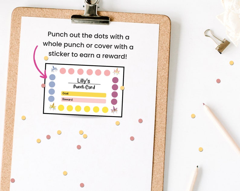 Unicorn Printable Punch Card | Editable Chore Chart (digital Download ...