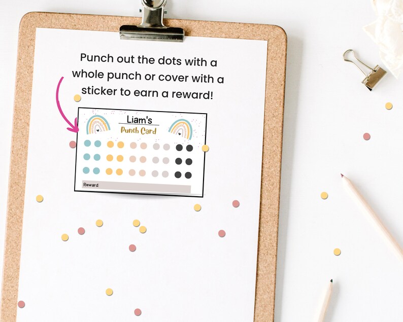 BLUE RAINBOW Printable Punch Card | Editable Chore Chart | Sticker ...