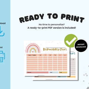 Editable Chore Charts for Kids | Responsibility Charts |homeschool ...