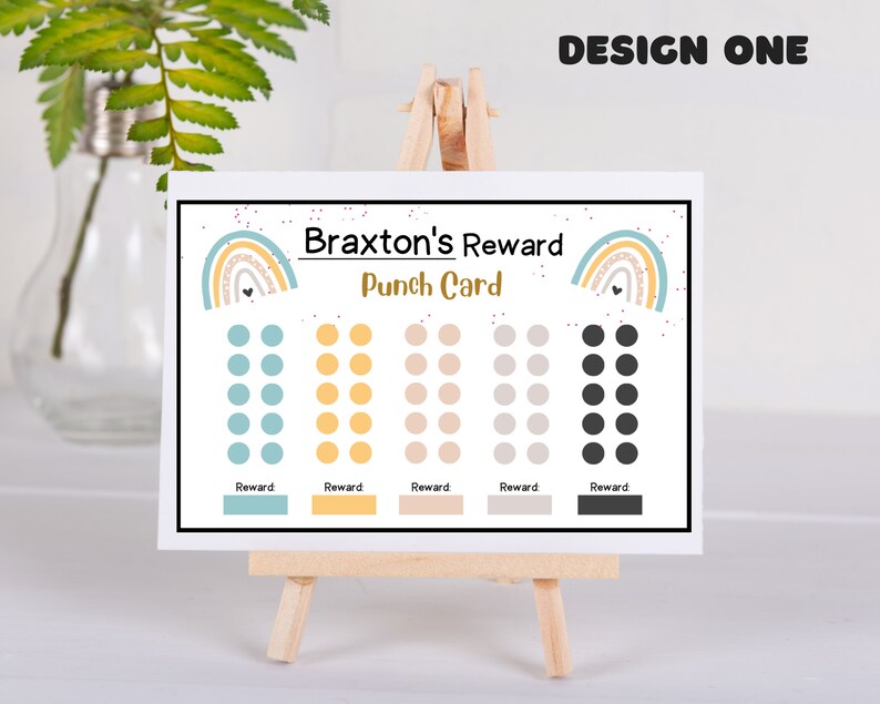 Blue Rainbow Printable Reward Punch Card | Chore Chart (digital ...