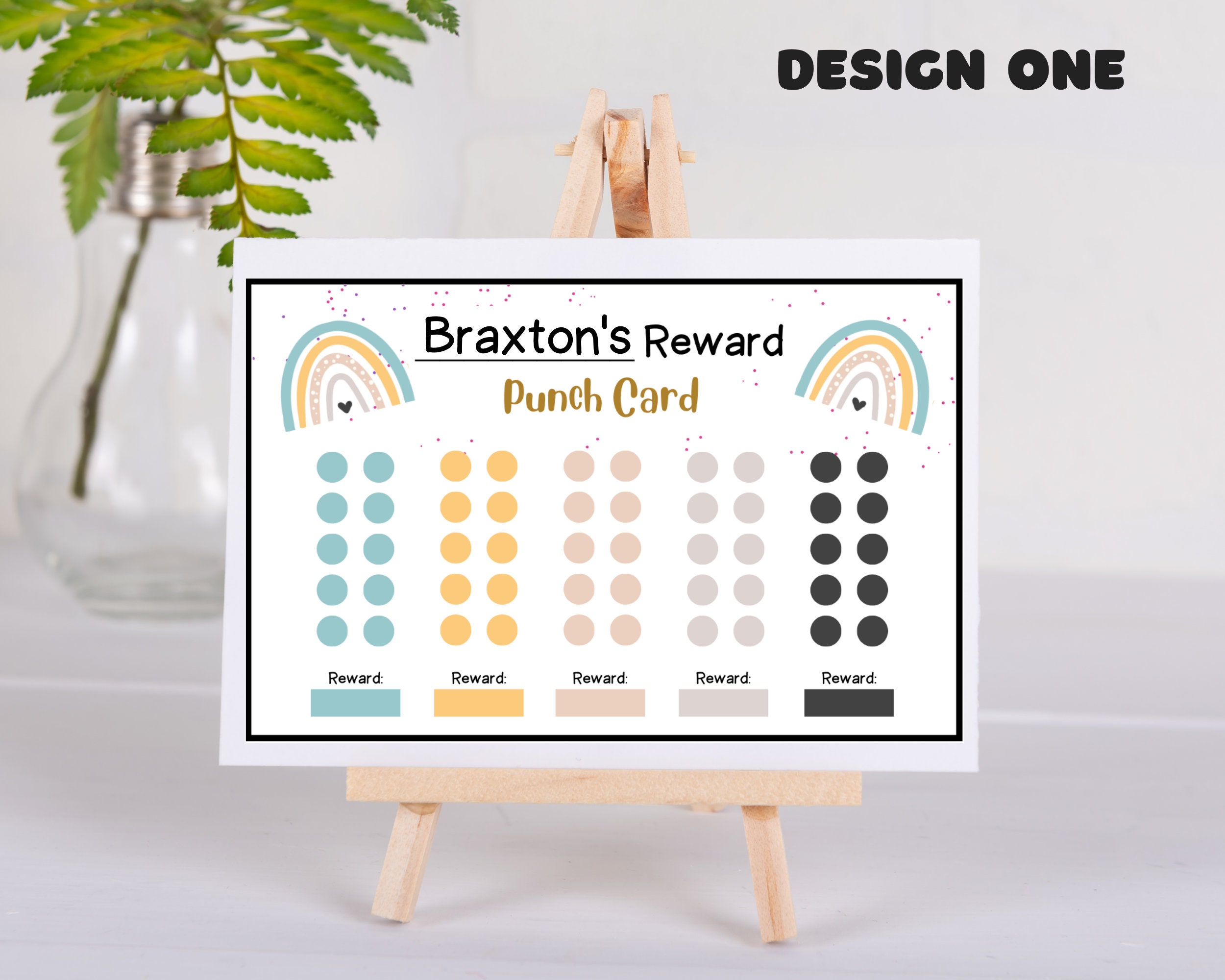 BLUE RAINBOW Printable Punch Card | Editable Chore Chart | Sticker ...
