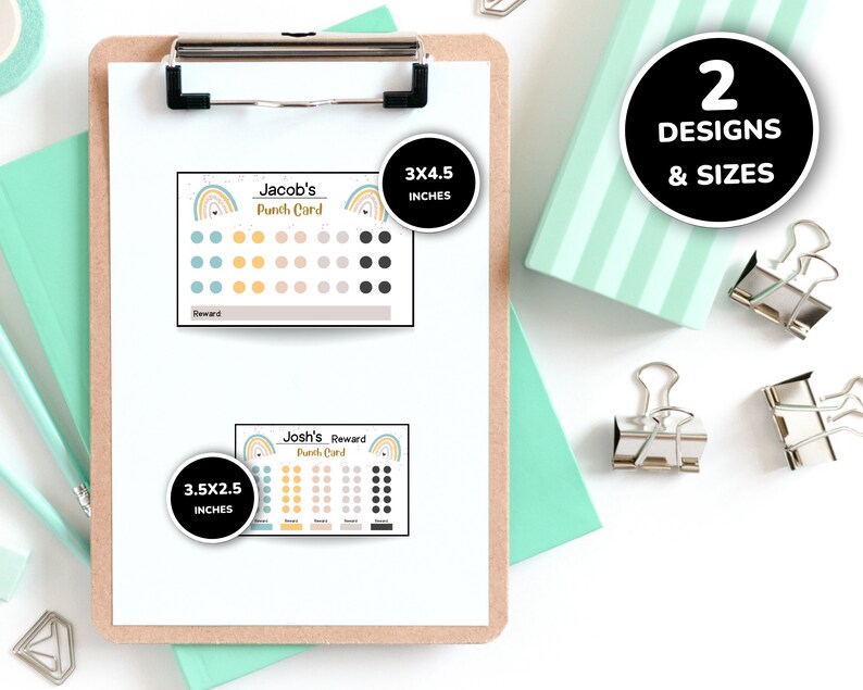 BLUE RAINBOW Printable Punch Card | Editable Chore Chart | Sticker ...