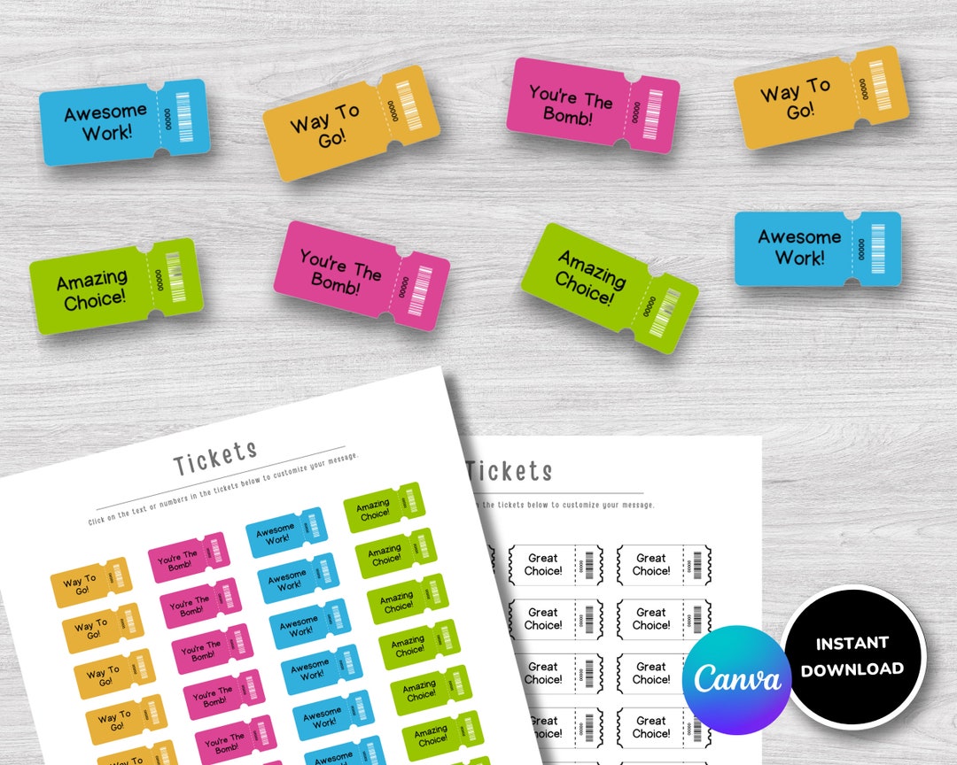 Custom Tickets: Classroom Reward, Mom Bucks for Potty Training ...