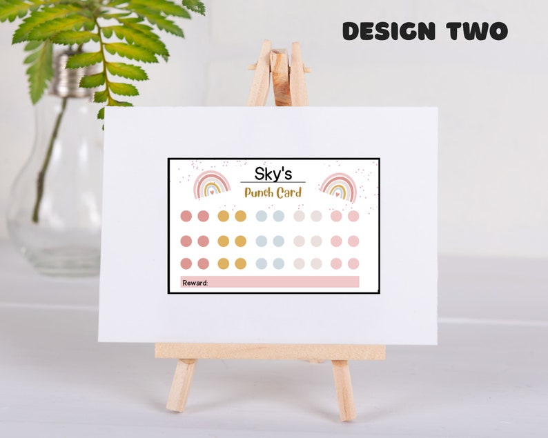 PINK RAINBOW Printable Punch Card | Editable Chore Chart | Sticker ...