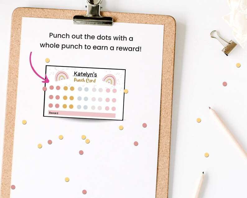 Pink Rainbow Reward Punch Card | Editable Chore Chart (digital Download ...