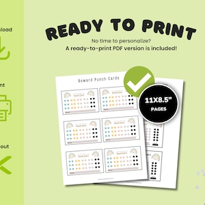 BLUE RAINBOW Printable Punch Card | Editable Chore Chart | Sticker ...