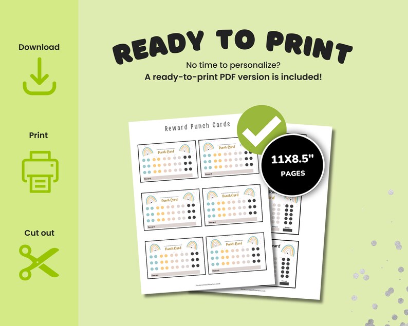 Blue Rainbow Printable Reward Punch Card | Chore Chart (digital ...