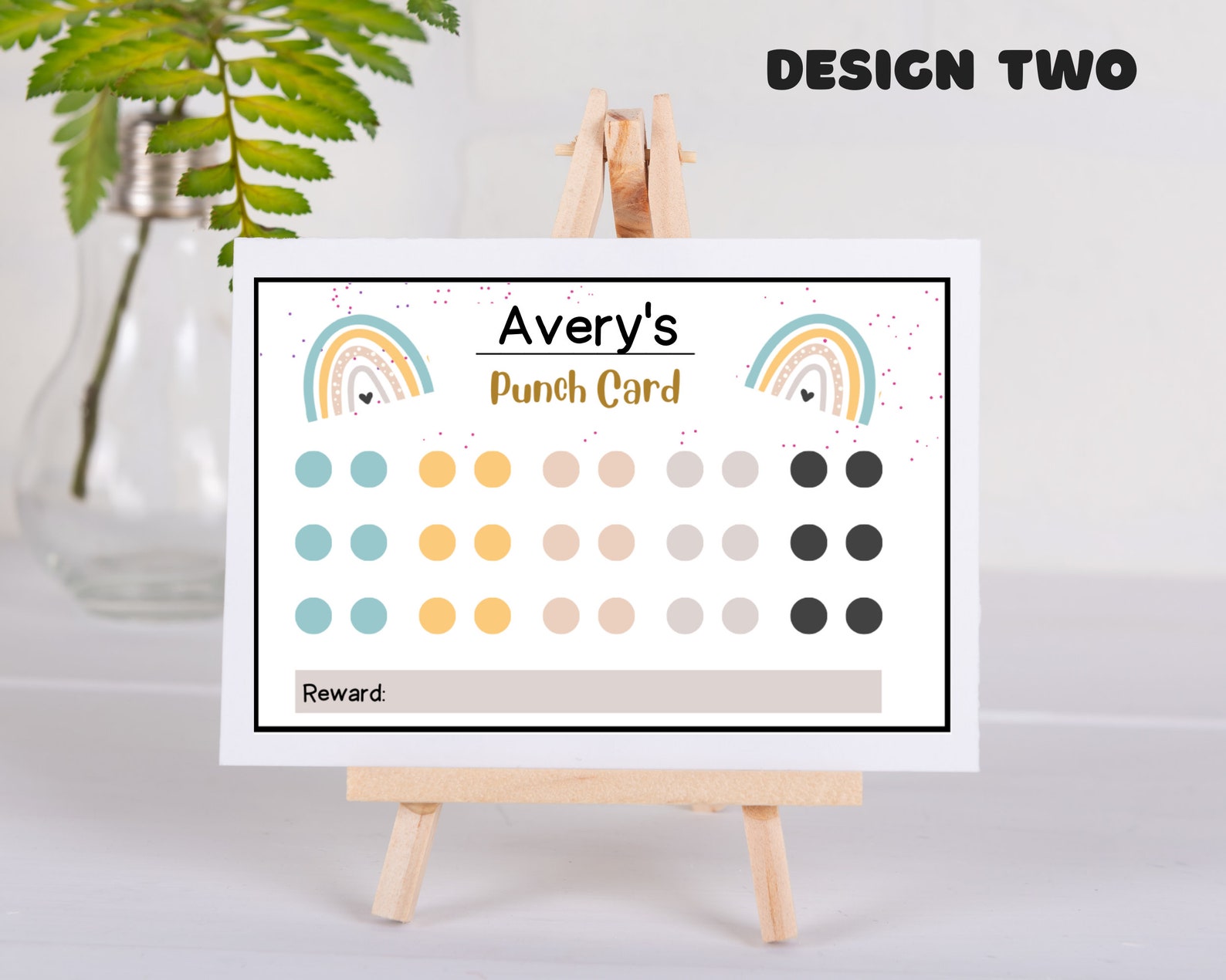 Blue Rainbow Printable Reward Punch Card | Chore Chart (digital ...