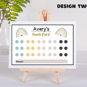 BLUE RAINBOW Printable Punch Card | Editable Chore Chart | Sticker ...