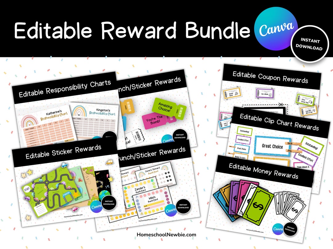 Editable Reward System Bundle: Homeschool & Classroom (printable) - Etsy
