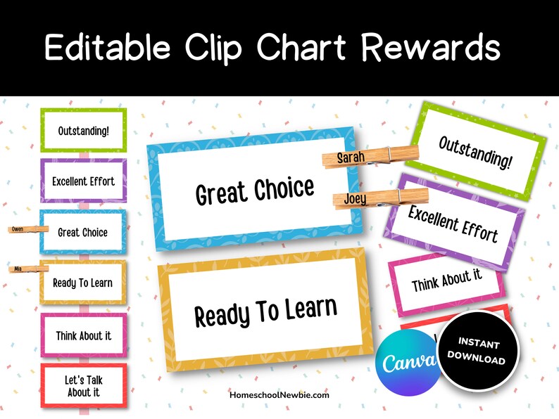 REWARD BUNDLE Editable Chore Charts for Kids Homeschool & Classroom ...