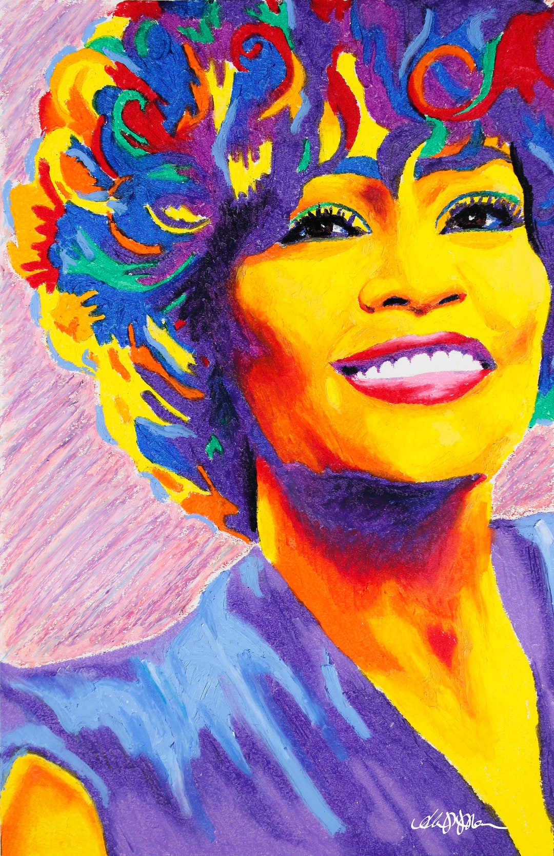 BEAUTIFUL! WHITNEY HOUSTON Poster, From Orig. Artwork by Alisa Meier ...
