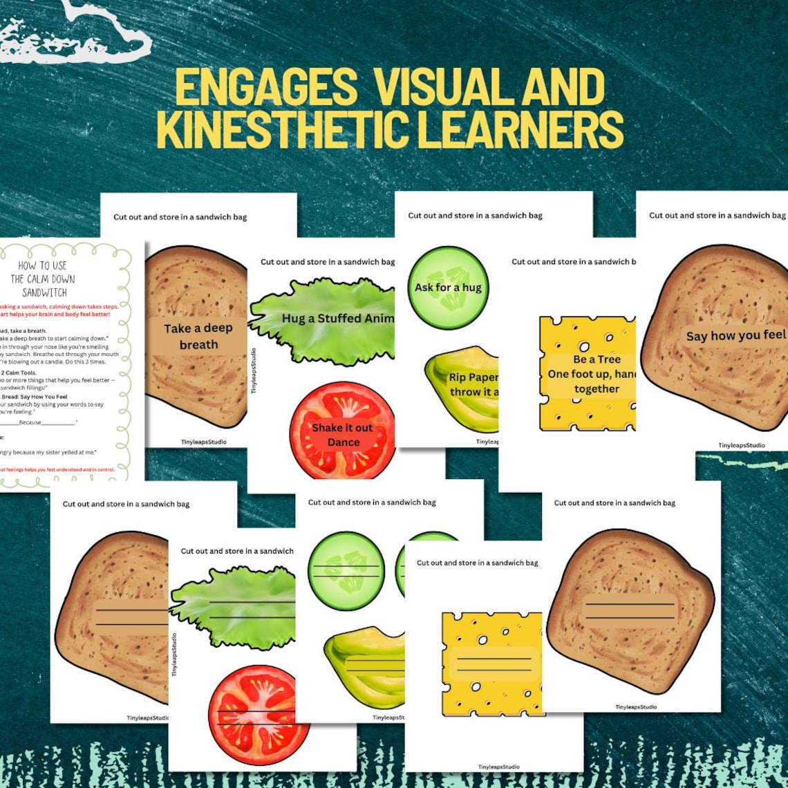 Calm Down Sandwich Worksheet for Kids – Emotional Regulation Printable ...