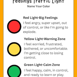 Feelings Traffic Light Printable, Emotional Regulation Worksheet, Calm ...