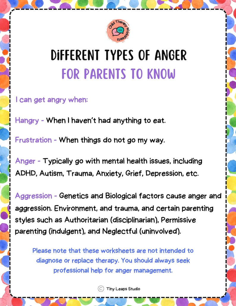 Anger Management Worksheet for Kids I Printable Anger Worksheet for ...