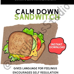 Calm Down Sandwich Worksheet for Kids – Emotional Regulation Printable ...