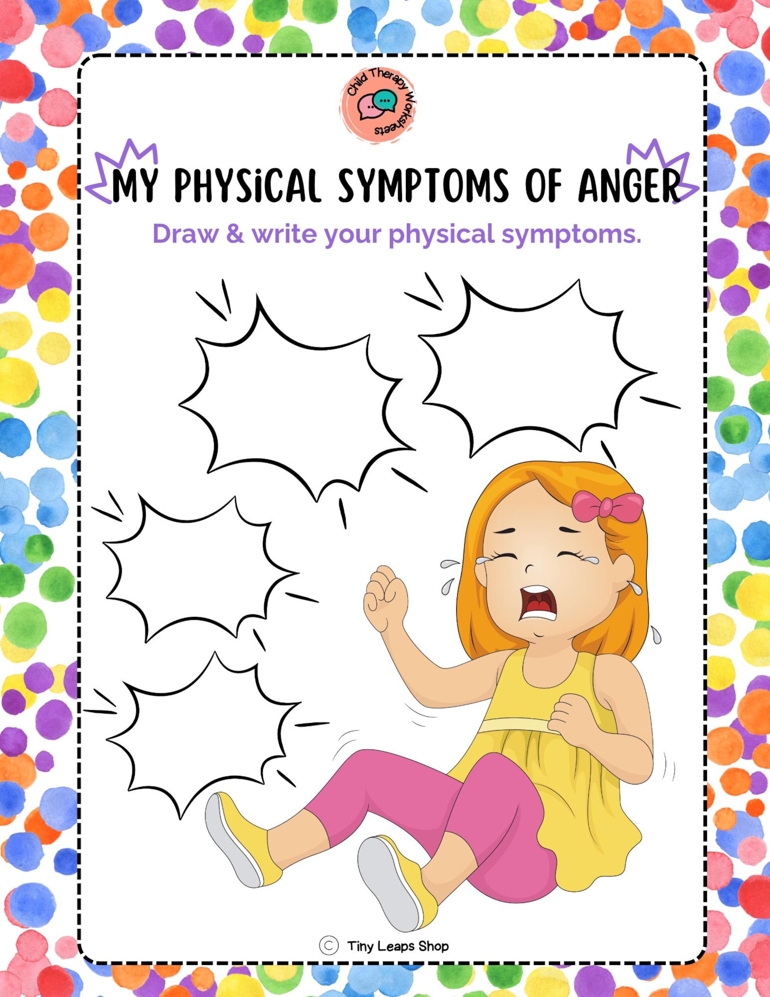 Anger Management Worksheet for Kids I Printable Anger Worksheet for ...