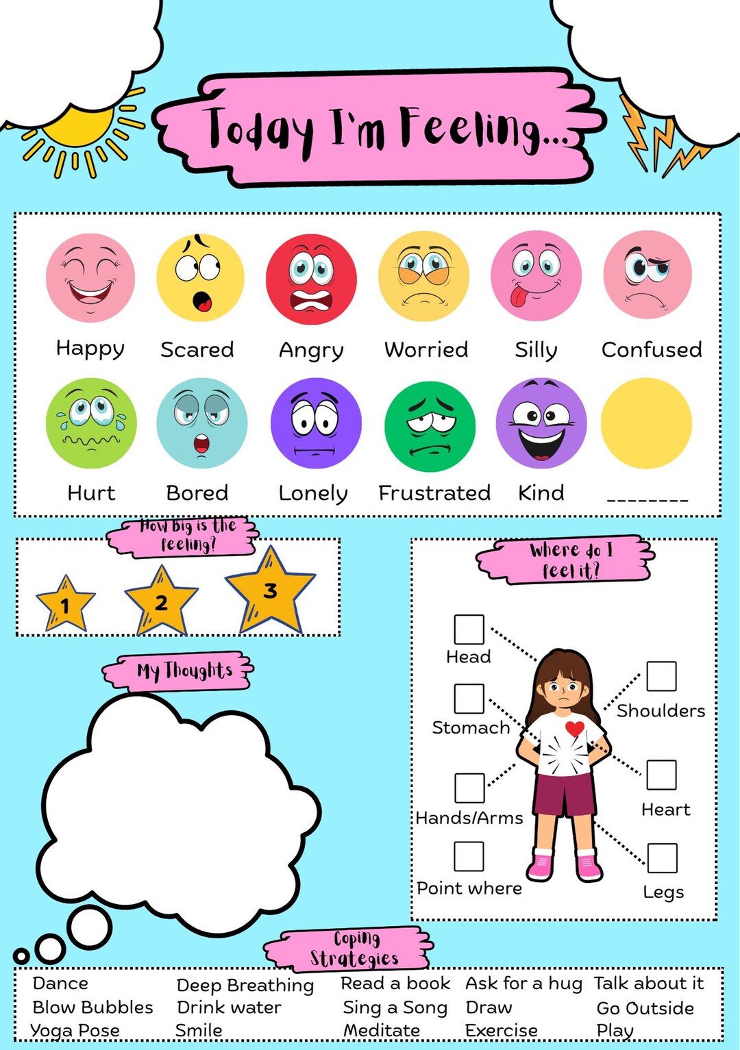 How I Am Feeling Chart I Emotional Regulation Chart I Journal for Kids ...