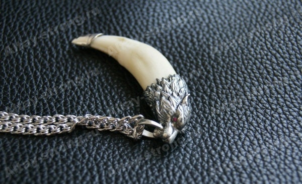 Black Wolf Tooth Necklace Bone Jewelry Animal Teeth Wolf | Etsy