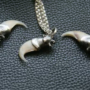 Silver Lynx Claw Pendant, Bobcat Claw Necklace, Talon, Charm Necklace ...
