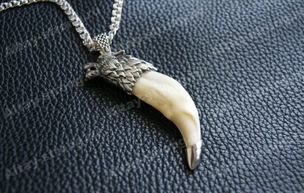 Black Wolf Tooth Necklace Bone Jewelry Animal Teeth Wolf | Etsy