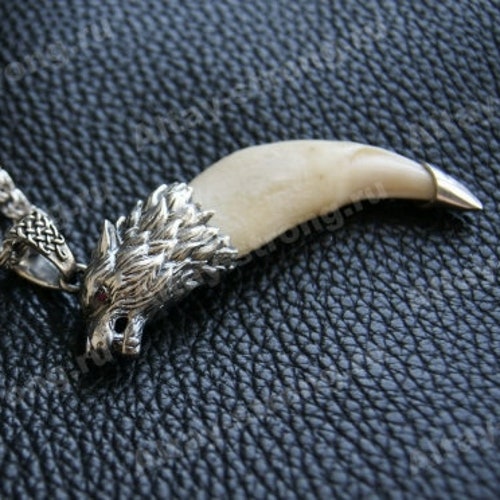 Black Wolf Tooth Necklace Bone Jewelry Animal Teeth Wolf | Etsy
