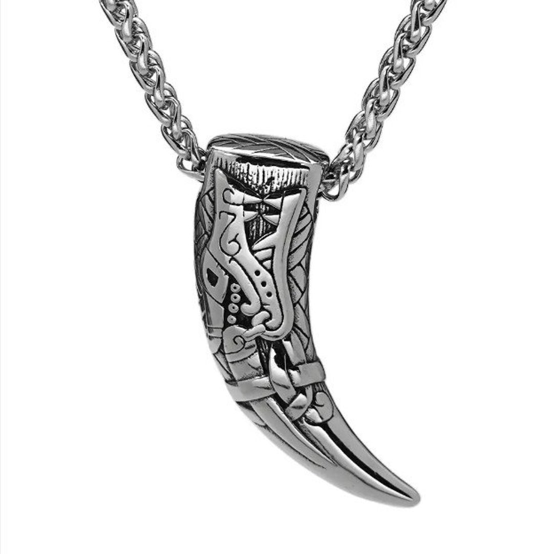 Dragon Tooth Necklace: Celtic Carvings, Viking Protection, Unique Gift ...