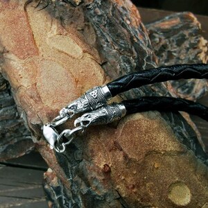 Black Leather Choker Wolf Choker Silver Choker Necklace Wolf Head ...