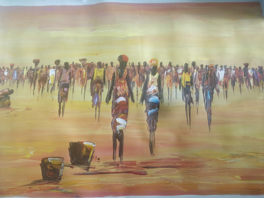 African Art - Original Handpainted Acrylic Painting on Rolling Fabric ...
