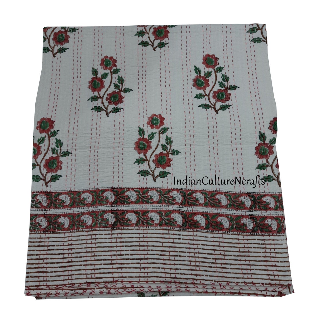 Block Print Bed Cover Handmade Indian Quilt Home Bedding Bed - Etsy UK