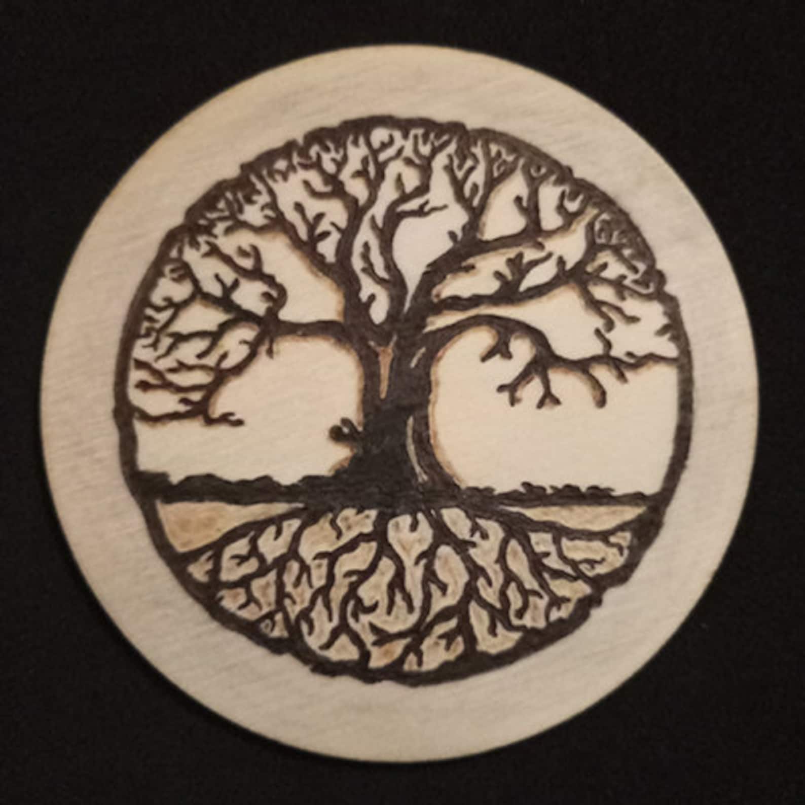 Viking Art Coaster Set - Art on Wood / Pyrography / Wood Burning - Etsy UK