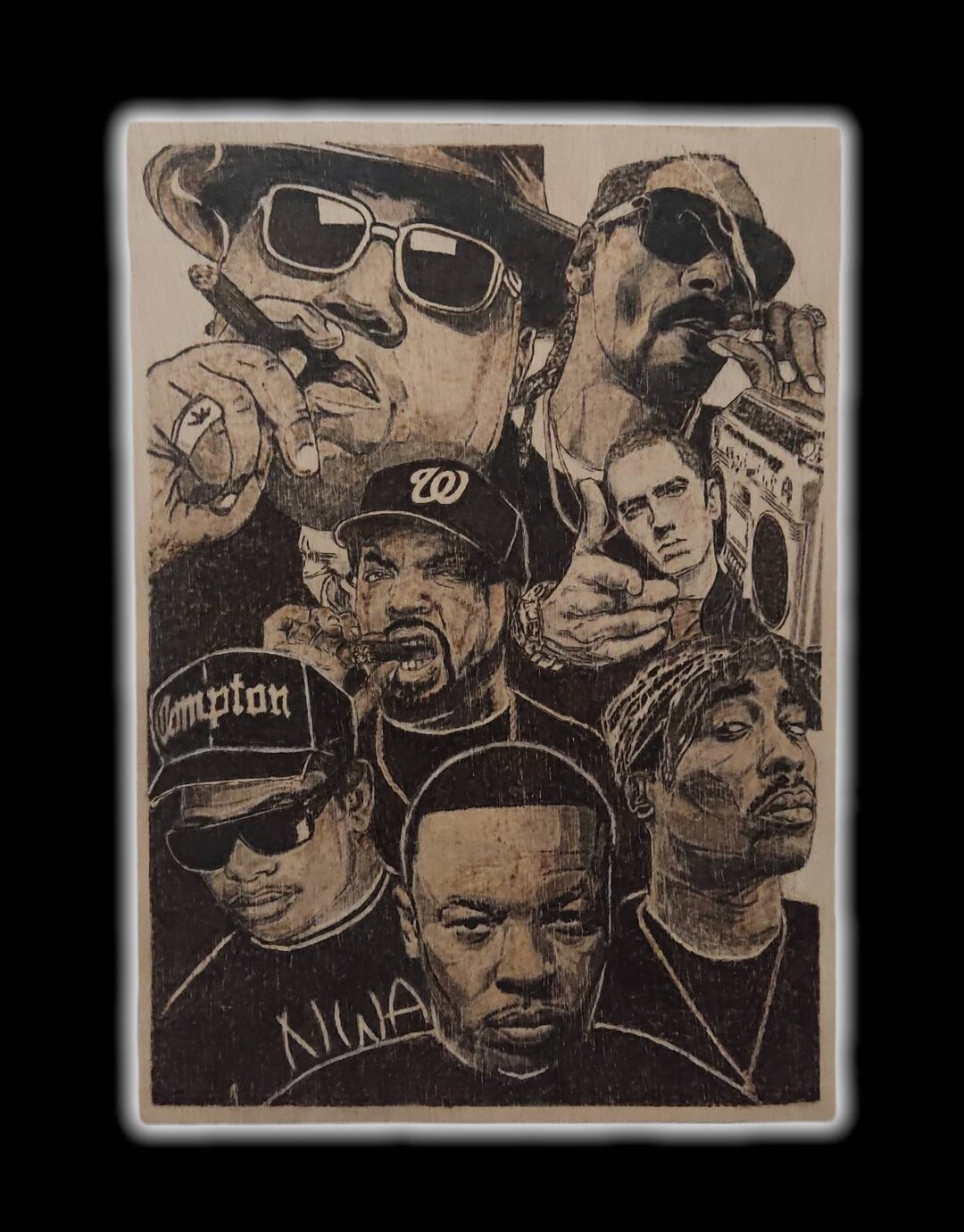 Hip Hop Icons - Art on Wood / Pyrography / Wood Burning - Etsy